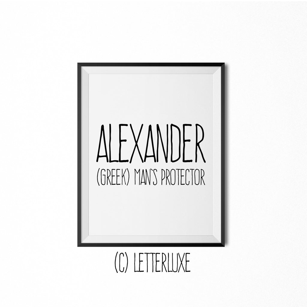 Alexander Name Meaning Print - Nursery Decor – LetterLuxe