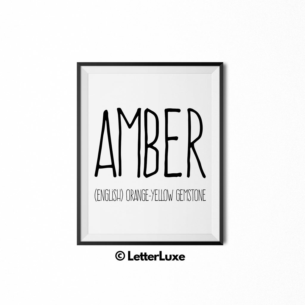 Amber Name Art - Personalized Wall Picture - Romantic Gift for Woman ...