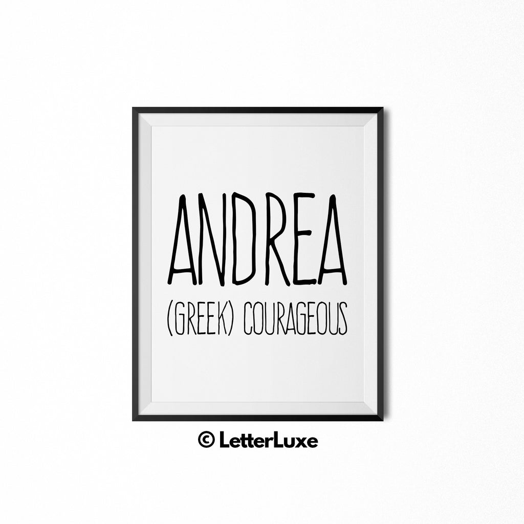 Andrea Baby Name Art – New Baby Gift – LetterLuxe