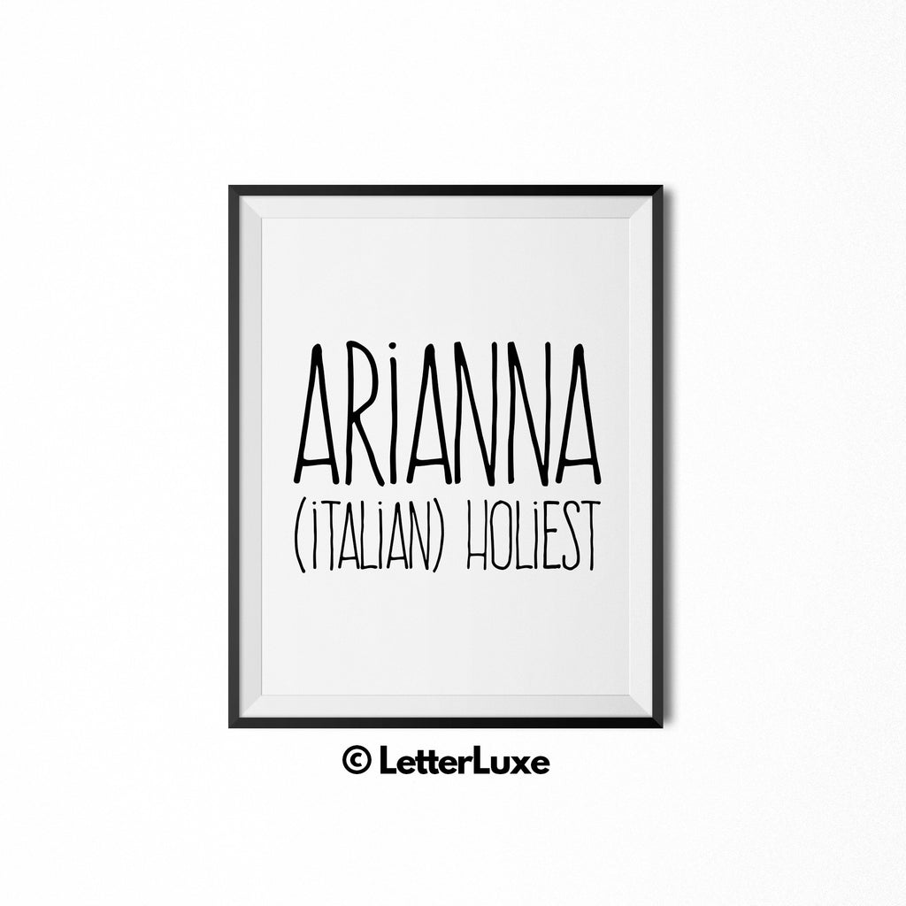 Arianna Baby Name Art – New Baby Gift – LetterLuxe