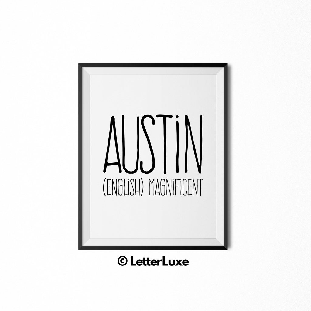 Austin Name Art - Personalized Wall Picture – LetterLuxe