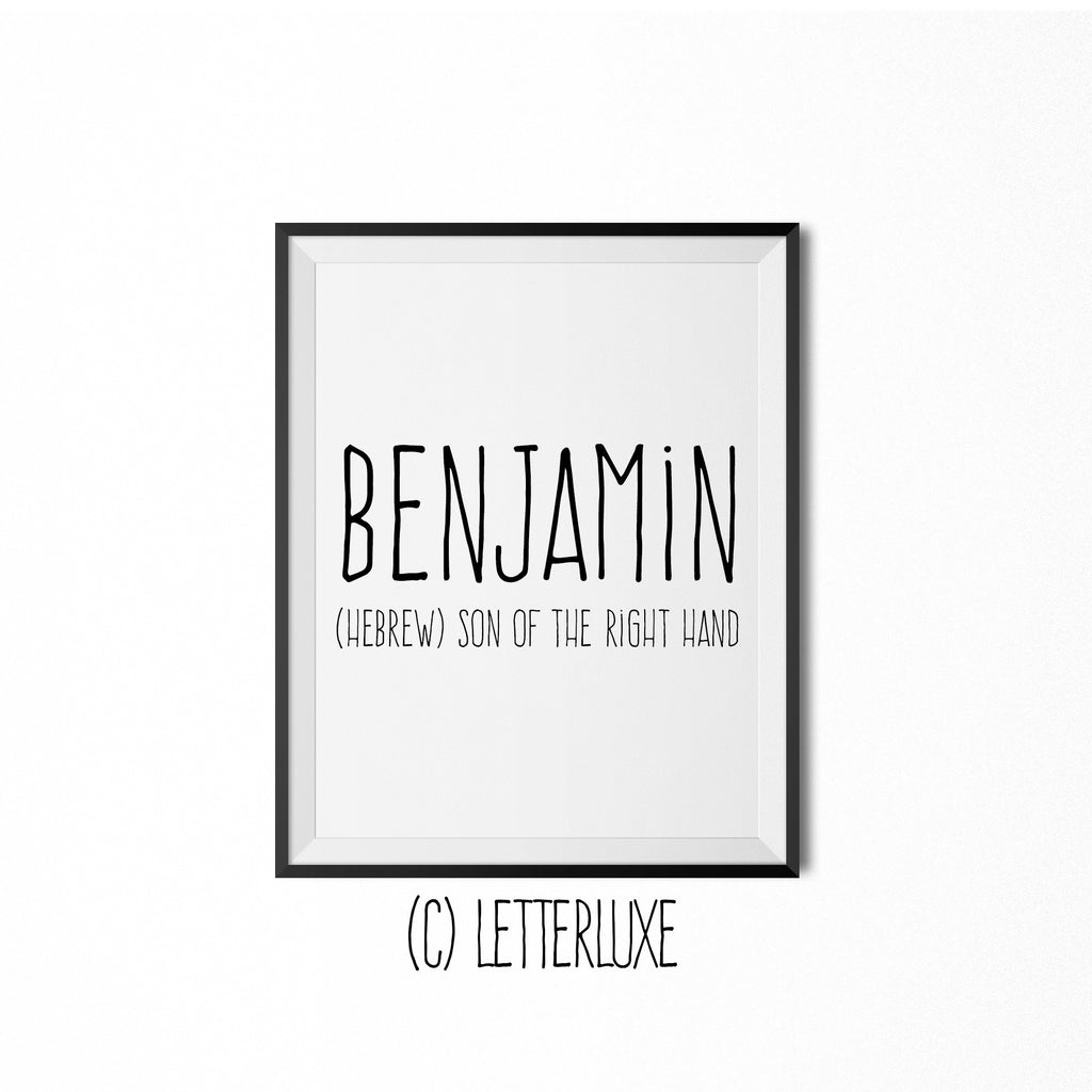 Benjamin Baby Name Art – New Baby Gift – LetterLuxe