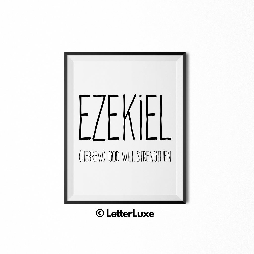 Ezekiel Name Definition Nursery Decor – Digital Print – LetterLuxe