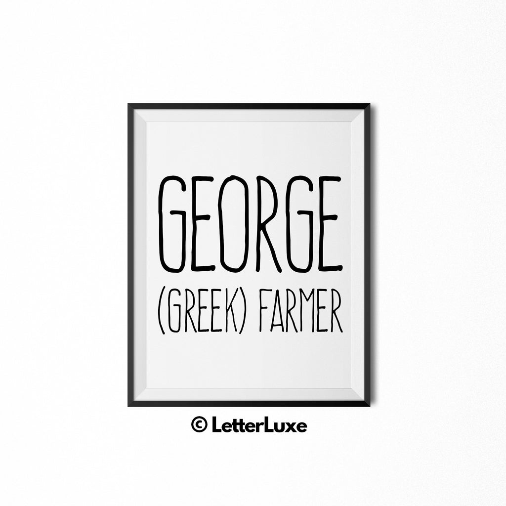 George Name Definition Nursery Decor – Digital Print – LetterLuxe