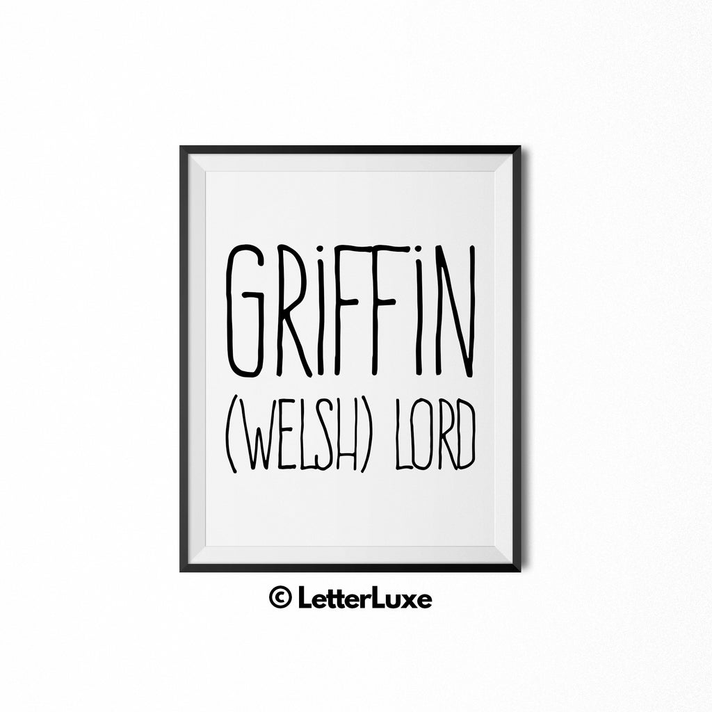 Griffin Name Art - Personalized Wall Picture - Baby Shower Gift ...