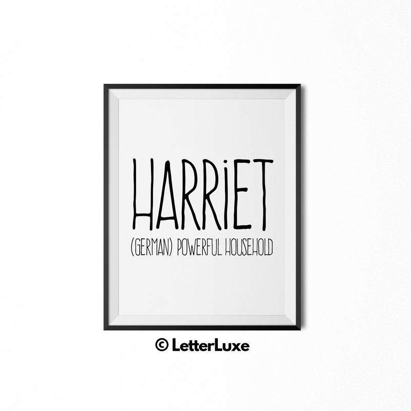 Harriet Baby Name Art – New Baby Gift – LetterLuxe