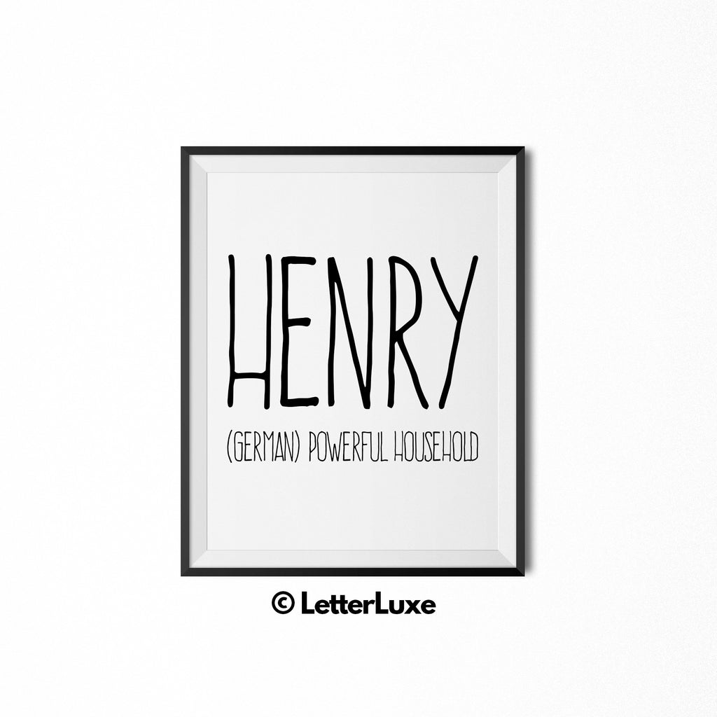 Henry Name Meaning Art Print - Digital Download – LetterLuxe