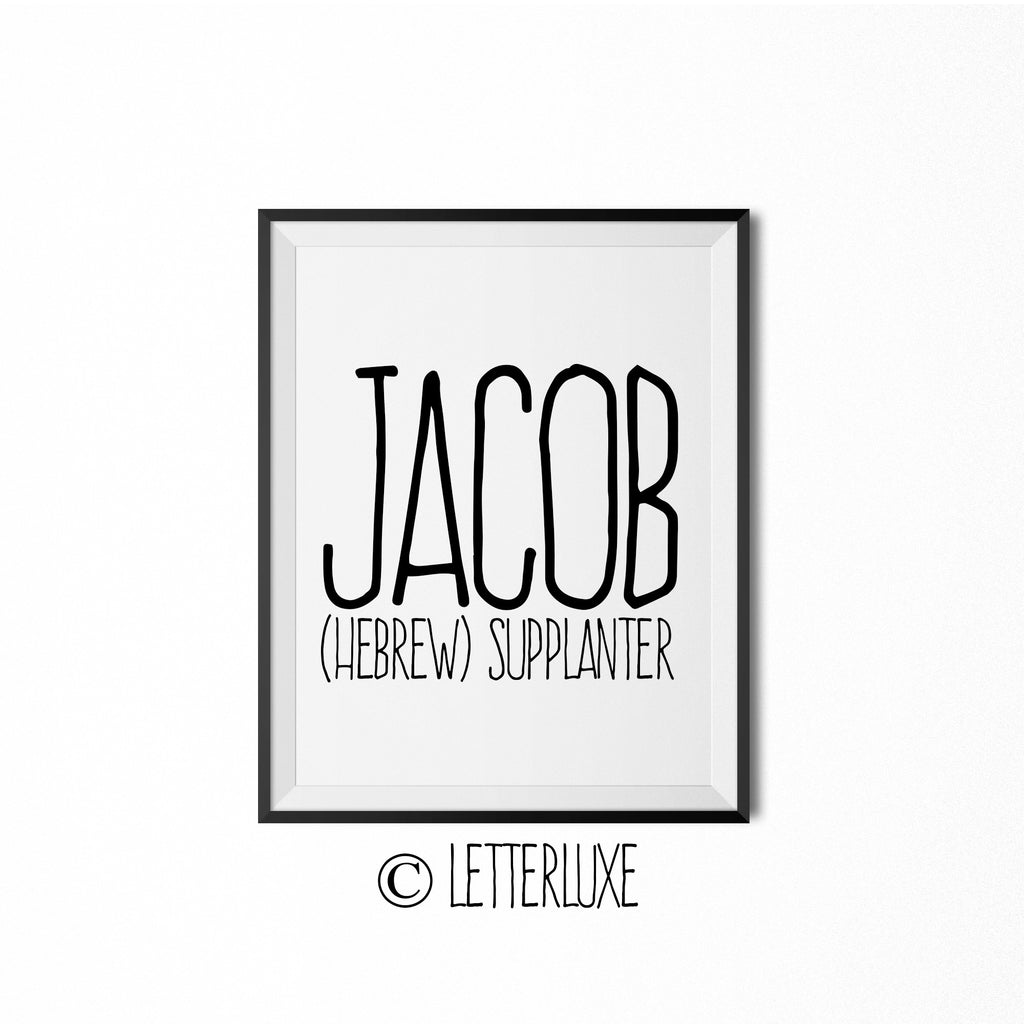 Jacob Name Definition Nursery Decor – Digital Print – LetterLuxe