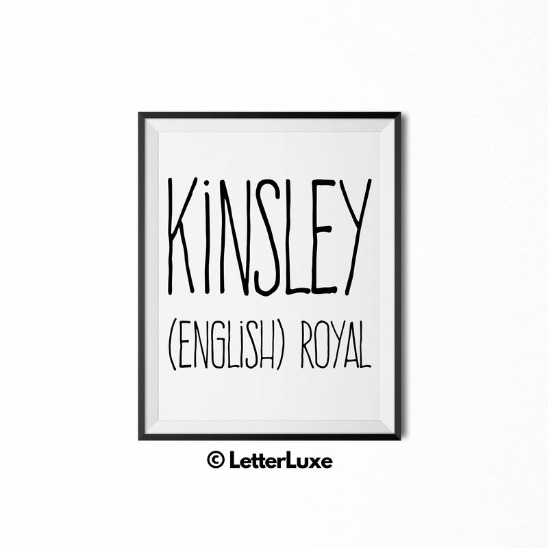 Kinsley Name Meaning Print - Gallery Wall Art - Nursery Decor – LetterLuxe
