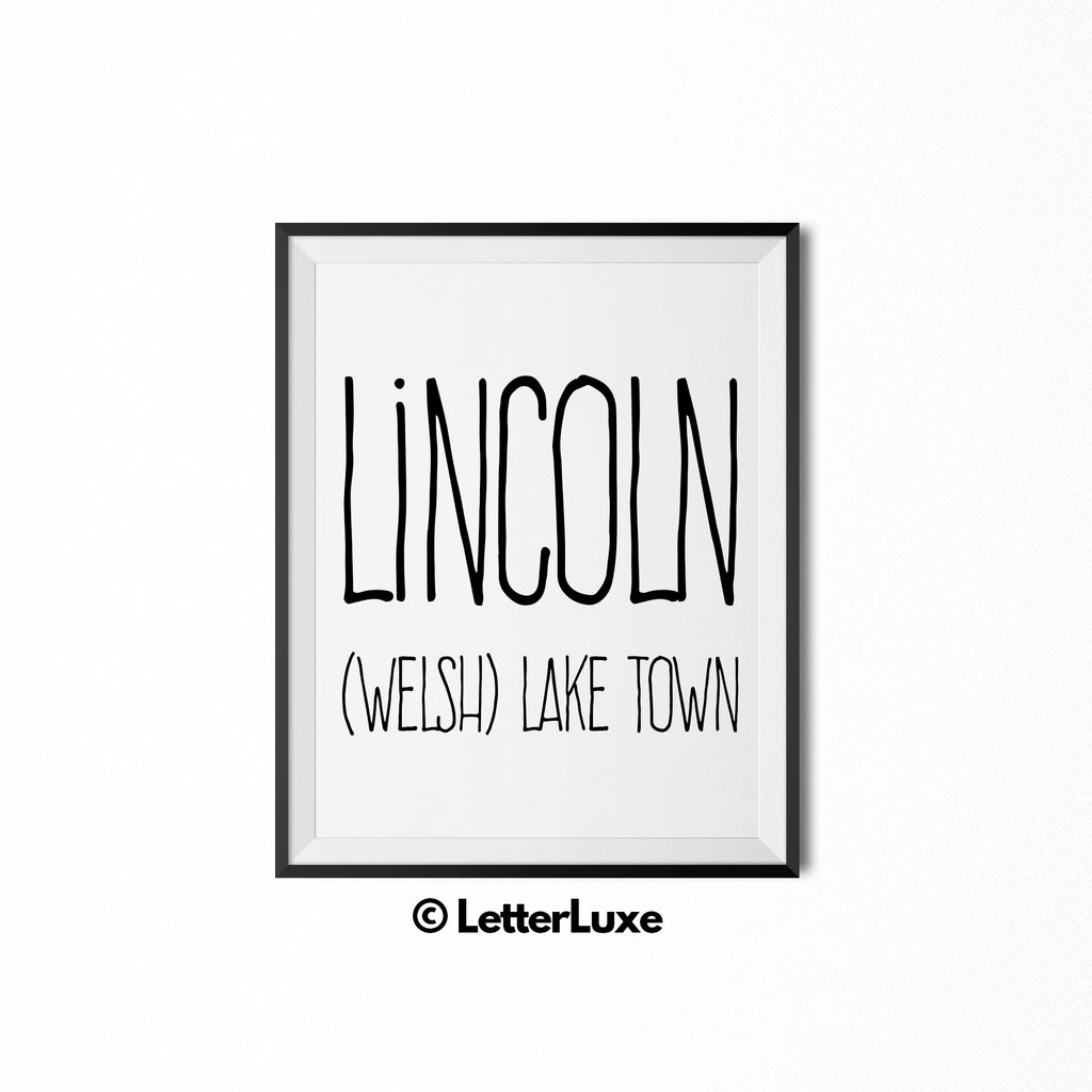 Lincoln Nursery Wall Art - Personalized Baby Shower Gift – LetterLuxe