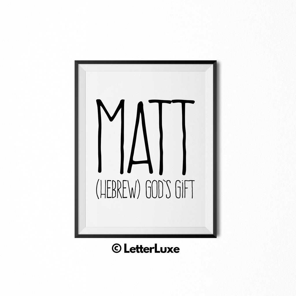 Matt Name Definition Nursery Decor – Digital Print – LetterLuxe