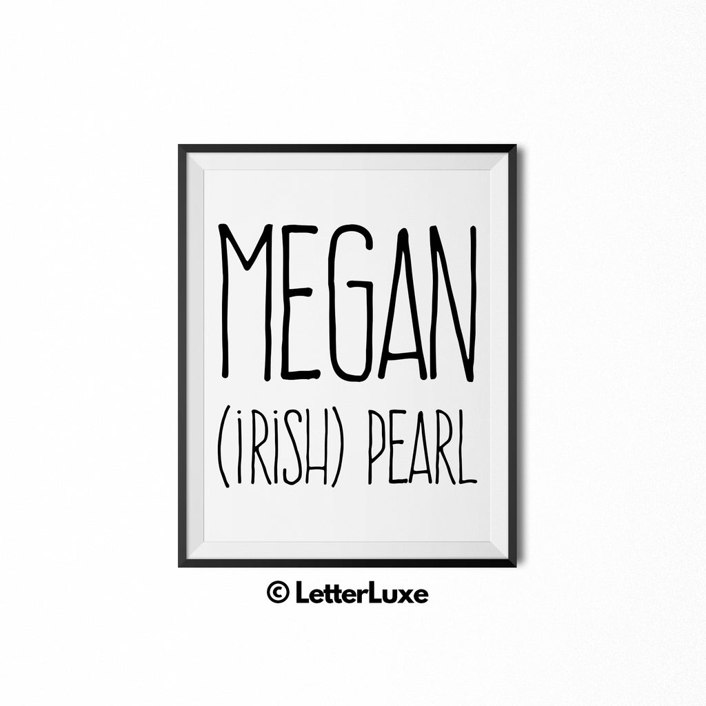 Megan Name Meaning Print - Gallery Wall Art - Nursery Decor – LetterLuxe