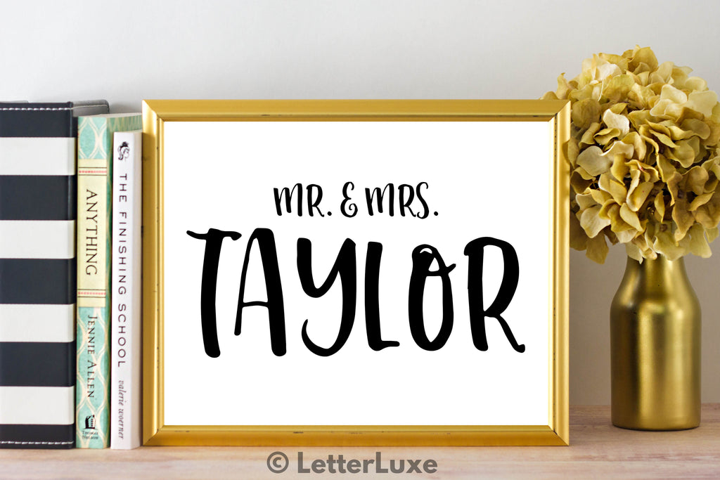 Mr. & Mrs. Taylor Art Print - Digital Download – LetterLuxe