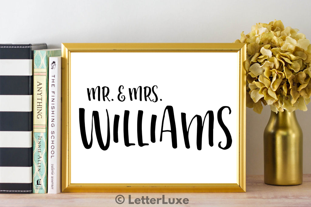 Mr. & Mrs. Williams Art Print - Digital Download – LetterLuxe