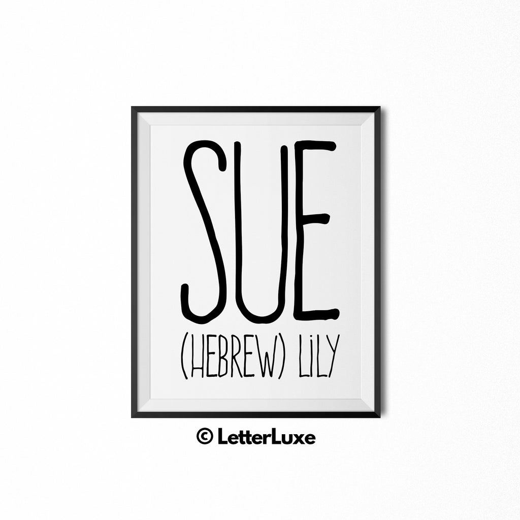 Sue Name Art - Personalized Wall Picture - Gift for Woman – LetterLuxe